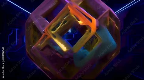 Looping Animation Of Interlocking Geometric Shapes That Morph Into Circuits Symbolizing Ai