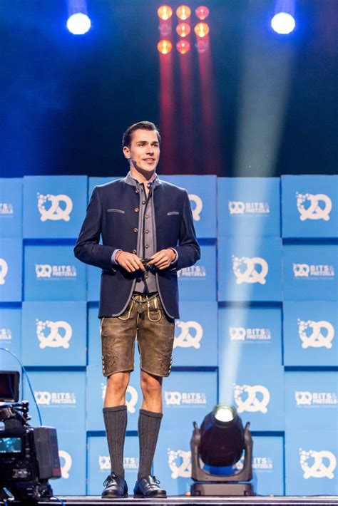 Andreas Bruckschlögl In Bavarian Leatherpants On The Stage As Speaker