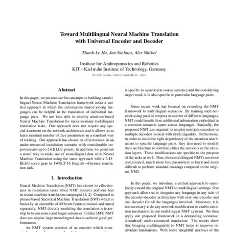 Toward Multilingual Neural Machine Translation With Universal Encoder