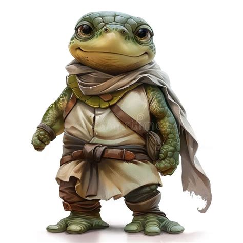 A Cheerful Anthropomorphic Turtle Character In Robes Standing Confidently In A Fantasy Setting