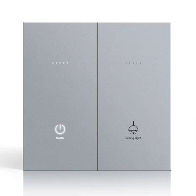 Zigbee Smart Home Hotel Office 90mm Type UK Standard Wireless 2 Button Smart Switch Grey Color