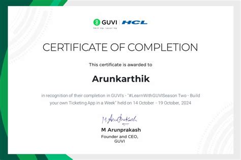 Arunkarthik A On Linkedin Guvi Fullstack Internship