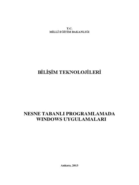 Nesne Tabanlı Programlamada Windows Uygulamalarısİl Pdf