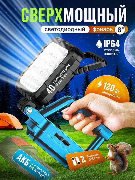 Фонарь прожектор 8 ми дюймовый светодиодный аккумуляторный с 2 мя ручками и регулируемым углом
