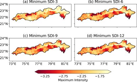 Spatial Distribution Of Maximum Drought Intensity Or The Least Sdi At