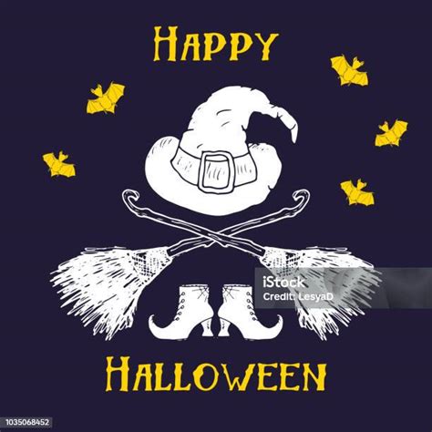 할로윈 인사말 카드입니다 서 예 문자 서명 하 고 손으로 그려진된 요소 파티 초대장 또는 공휴일 배너 디자인 벡터 일러스트 레이 션 10월에 대한 스톡 벡터 아트 및 기타