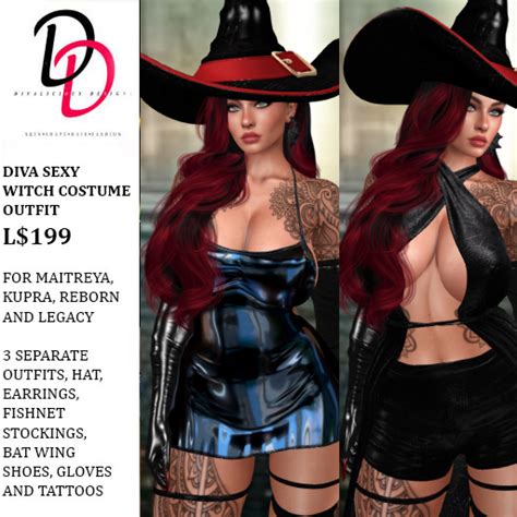 Second Life Marketplace Diva Sexy Witch Costume V1 Halloween Promo