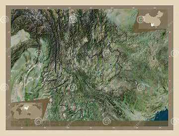 Yunnan China High Res Satellite Major Cities Stock Illustration