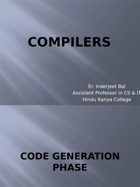 Code Gereration And Crossincremental Compiler Pdf