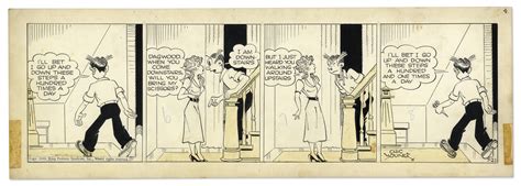 Lot Detail Chic Young Hand Drawn Blondie Comic Strip From 1949