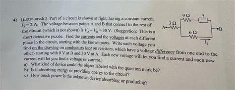 Solved Extra Credit Part Of A Circuit Is Shown At Chegg Com