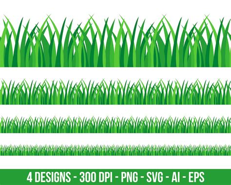 Green Grass Clipart Set Digital Images Or Vector Graphics For