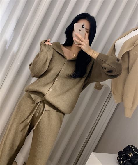 러브예니 [꾸안꾸 최저가]울 니트 후드 가디건 밴딩 와이드 팬츠 투피스 세트 3color