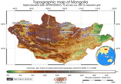 Topographic Map Of Mongolia Mapping Gmt Source Author Download Scientific Diagram