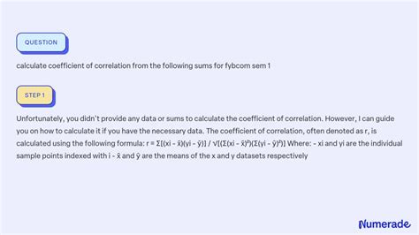 Solved Calculate Coefficient Of Correlation From The Following Sums For Fybcom Sem 1