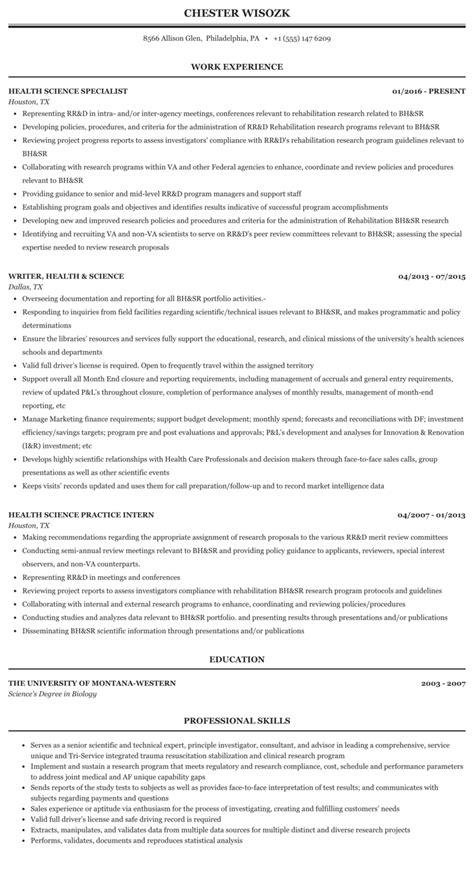Science Research Resume Science Research Resume