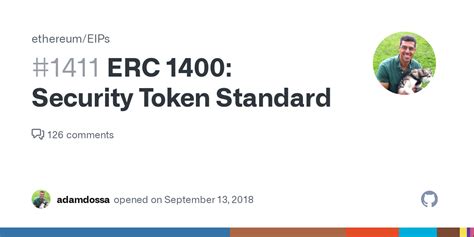 ERC Security Token Standard Issue Ethereum EIPs GitHub