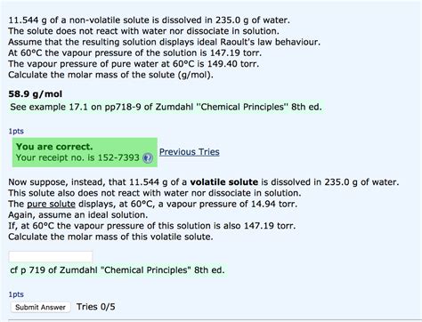 Solved 11 544 G Of A Non Volatile Solute Is Dissolved In