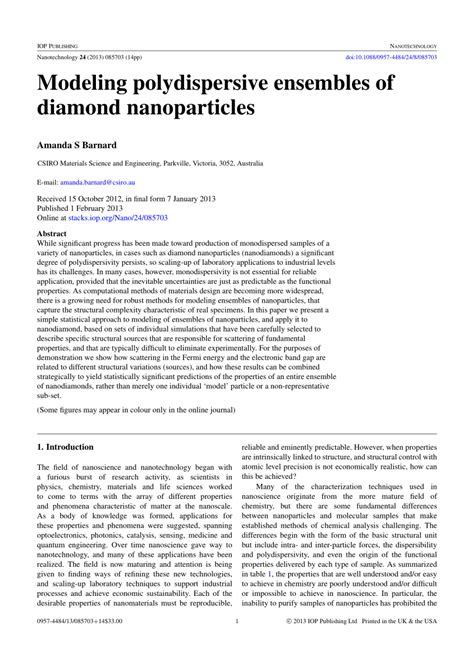 Pdf Modeling Polydispersive Ensembles Of Diamond Nanoparticles