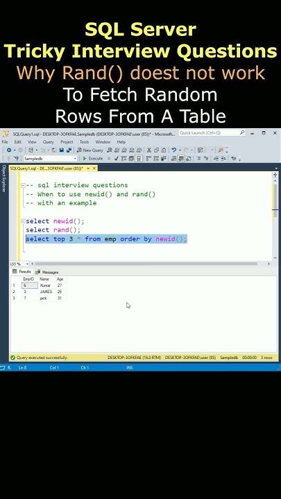 Sql Interview Questions Why Rand Does Not Work To Fetch Random Rows