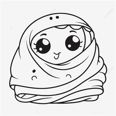 그의 머리 스카프 개요 스케치 드로잉을 입고 사랑스러운 만화 미라 벡터 담요 그리기 담요 개요 담요 스케치 Png 일러스트 및 벡터 에 대한 무료 다운로드 Pngtree