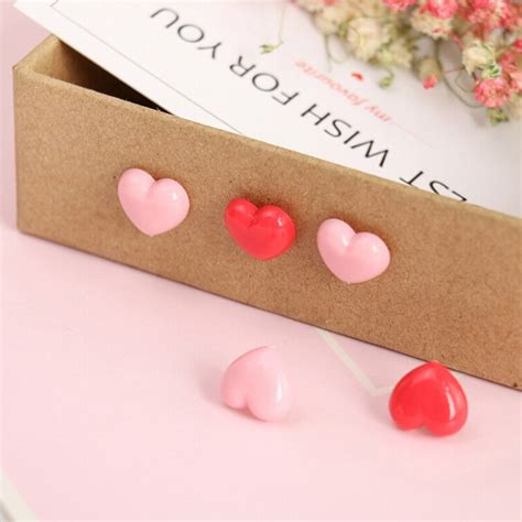 50 Pcsset Romantic Heart Shaped Pushpin Cute Pink Vicedeal