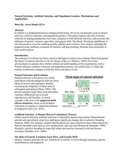 Natural And Artificial Selection Population Genetics