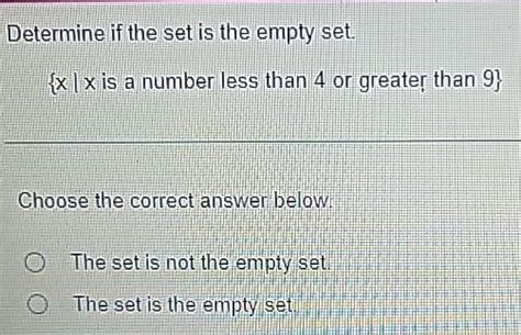 Solved Determine If The Set Is The Empty Set Is A Number Chegg Com