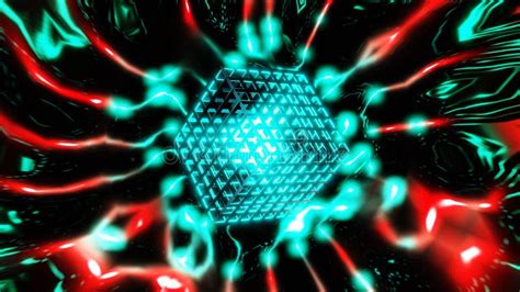 Accelerating Cube In Colorful Sci Fi Tunnel Vj Loop Abstract Template