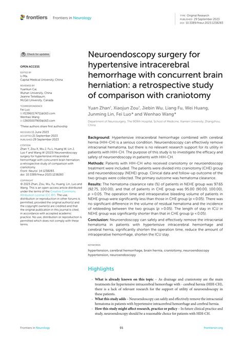 pdf neuroendoscopy surgery for hypertensive intracerebral hemorrhage with concurrent brain