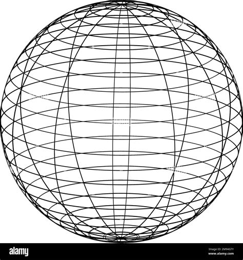 Wireframe Sphere Globe Grid Frame Element Geometric Round Net Outline Graphic Design Element