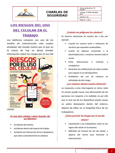 Riesgos Del Uso Del Celular En El Trabajo Pdf Teléfonos Móviles