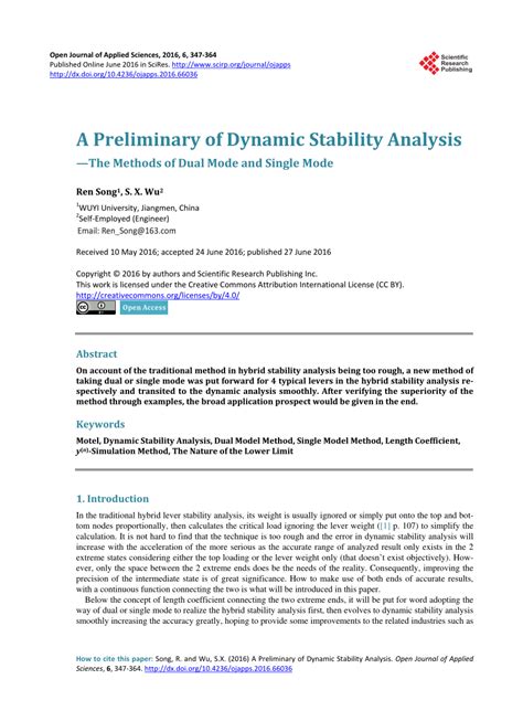 PDF A Preliminary Of Dynamic Stability Analysis