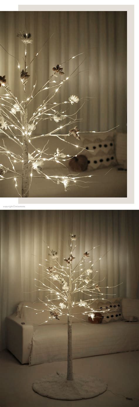 Set Led 자작나무 북유럽 크리스마스 장식 미니 트리 풀세트 장식 만들기 오너먼트 S