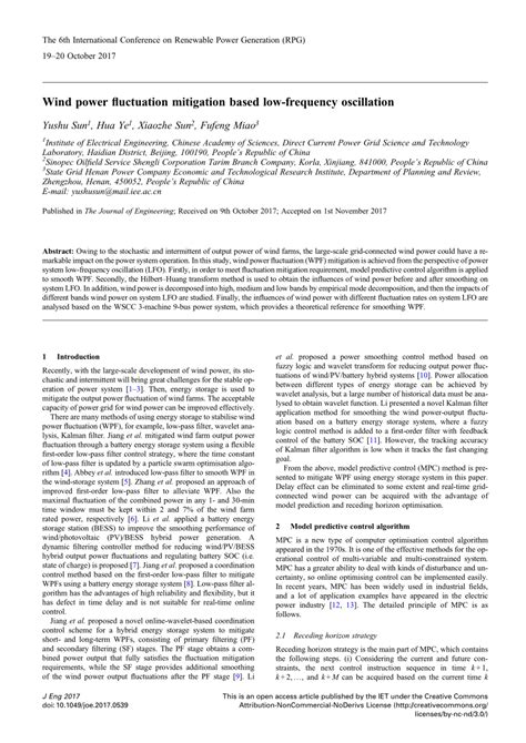 pdf wind power fluctuation mitigation based low frequency oscillation