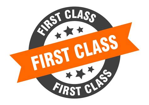 First Class Sign Black Round Ribbon Royalty Free Vector Vectorstock