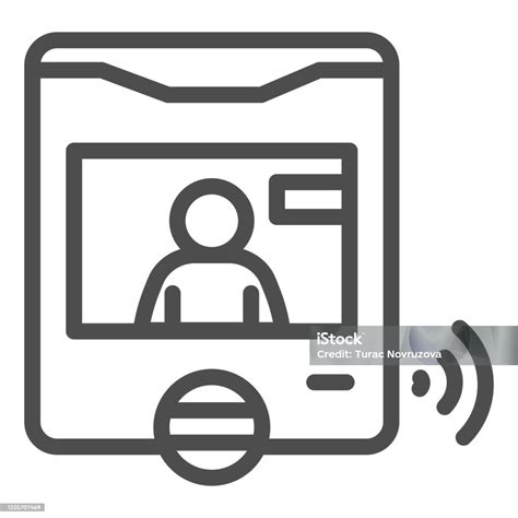 인터콤 화면 라인 아이콘 스마트 홈 기호 흰색 배경에 사람 인식 비디오 벡터 기호 남자 아이콘 개요 스타일 보안 웹캠 디스플레이 벡터 그래픽 10에 대한 스톡 벡터 아트 및