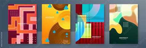 Color Trendy Geometric Poster Modern Flyer With Geometric Shapes