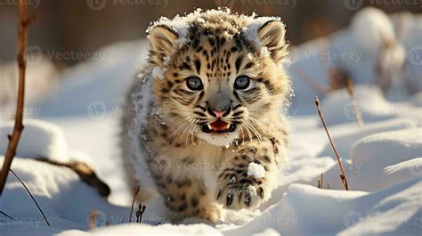 Baby Snow Leopard AI Generated 33520886 Stock Photo At Vecteezy