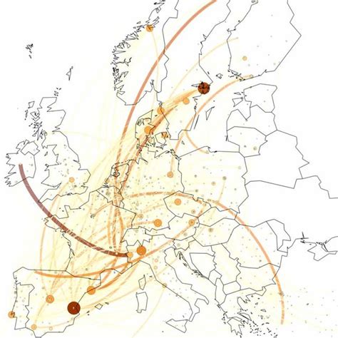 network visualization through gephi software showing the mobility flow