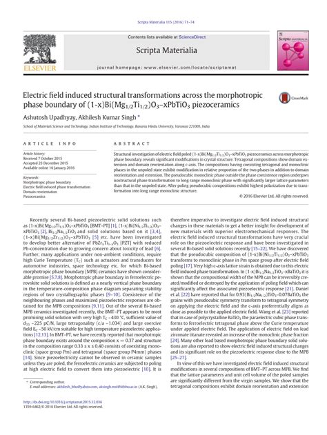 Pdf Electric Field Induced Structural Transformations Across The Morphotropic Phase Boundary