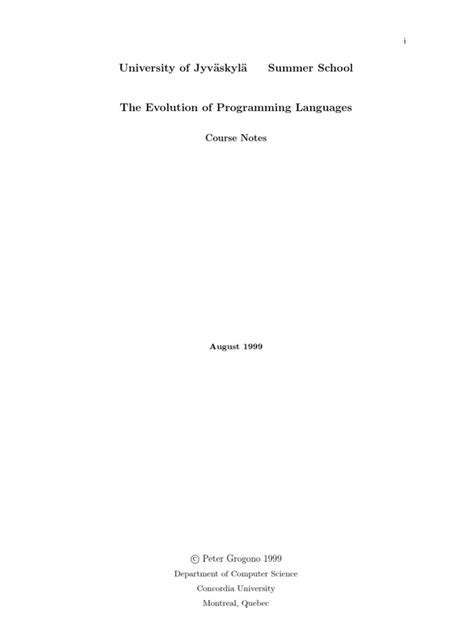 1999 Grogono Evolution Programming Languages Pdf Subroutine Programming