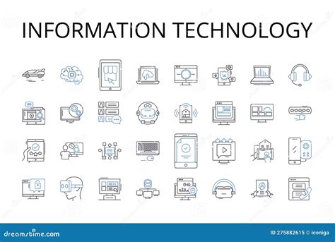Information Technology Line Icons Collection Computer Science Data
