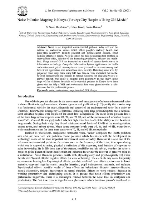 Pdf Noise Pollution Mapping In Konya Turkey City Hospitals Using Gis Model
