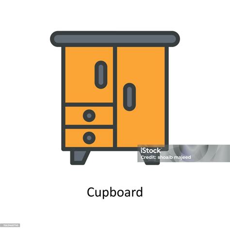 찬장 벡터 채우기 개요 아이콘 디자인 그림입니다 흰색 배경에 부엌과 가정 기호 Eps 10 파일 0명에 대한 스톡 벡터 아트 및