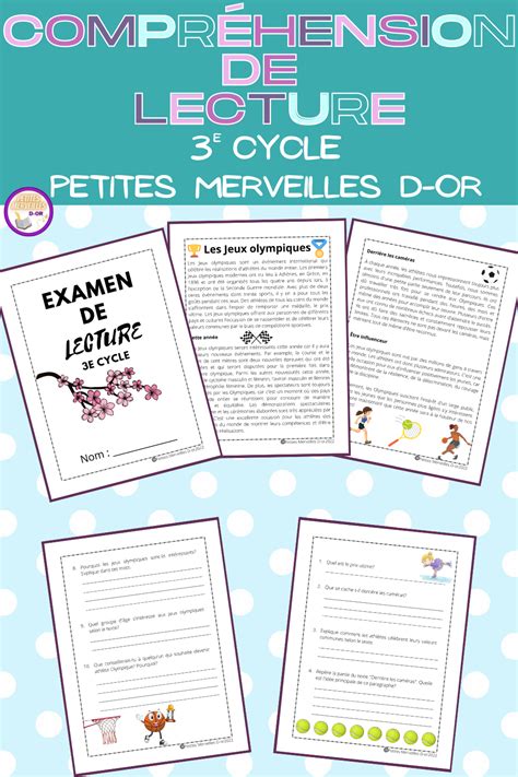 The Complete Set Of Three French Literature Worksheets With Pictures And Text On Them