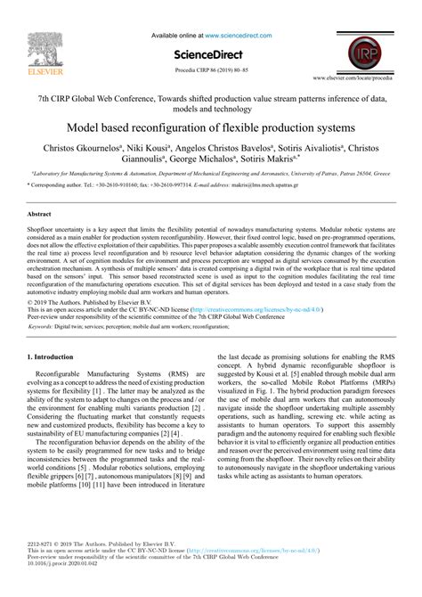 Pdf Model Based Reconfiguration Of Flexible Production Systems