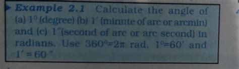Example 2 1 Calculate The Angle Of A 10 Degree B 1 Minute Of Arc O