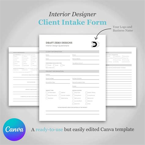 Client Intake Questionnaire Interior Designer New Project Business Form Essential Startup