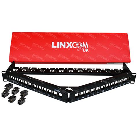 UTP CAT6 Angled Keystone Jack Patch Panel 24 Port Linxcom UK